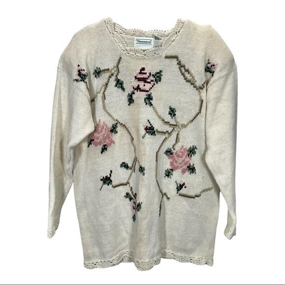 Shenanigans | Sweaters | Vintage Shenanigans Grannycore Off White Pink ...